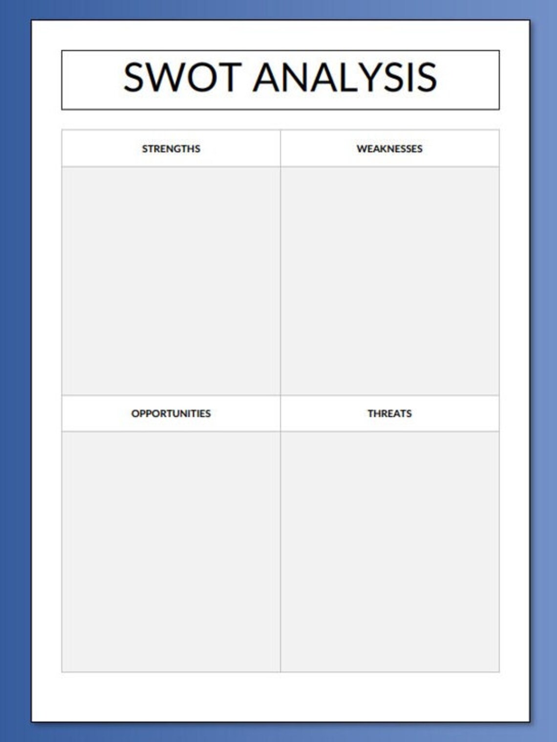 SWOT Analysis - Printable PDF Set - Etsy