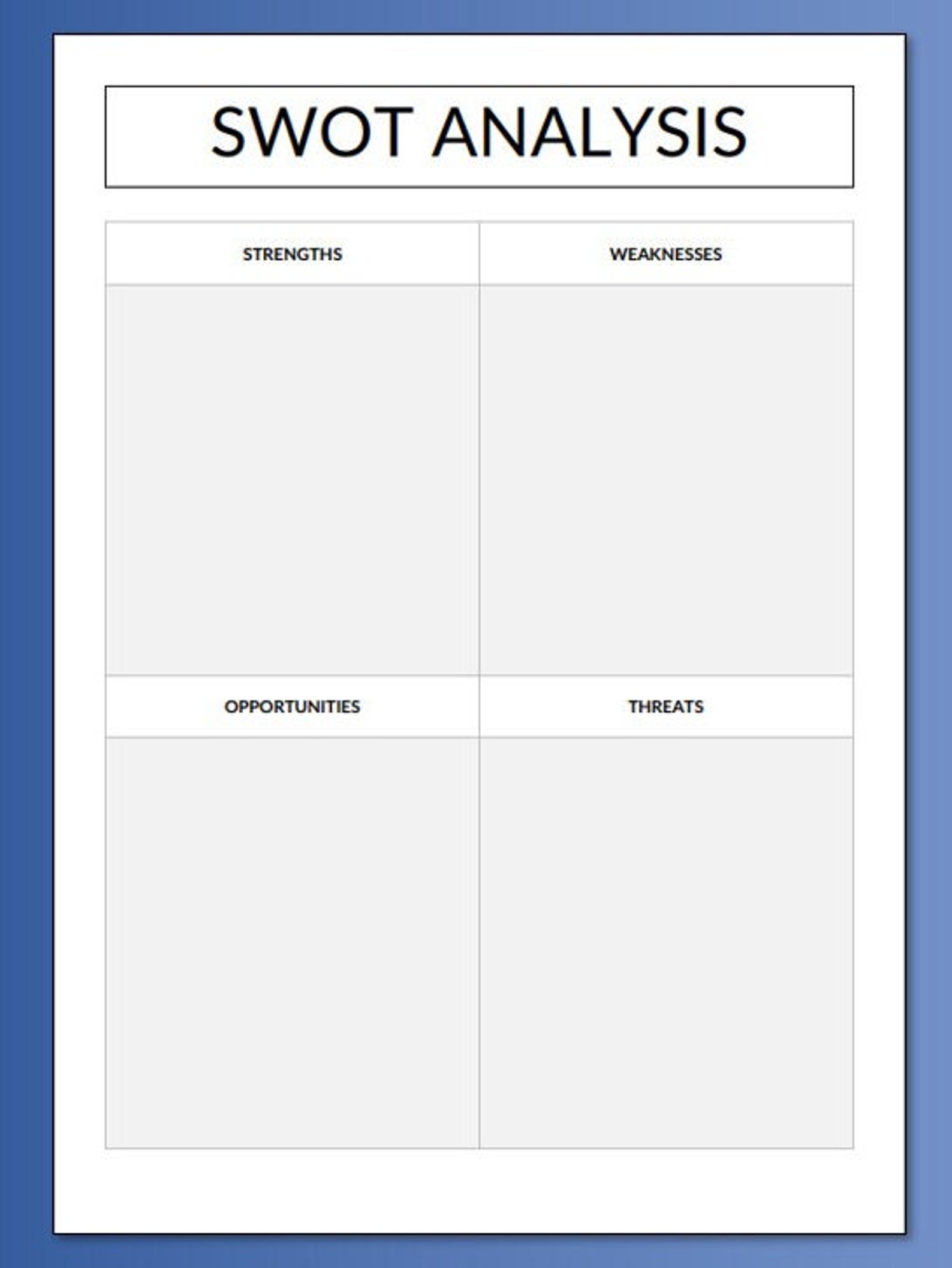 SWOT Analysis - Printable PDF Set - Etsy