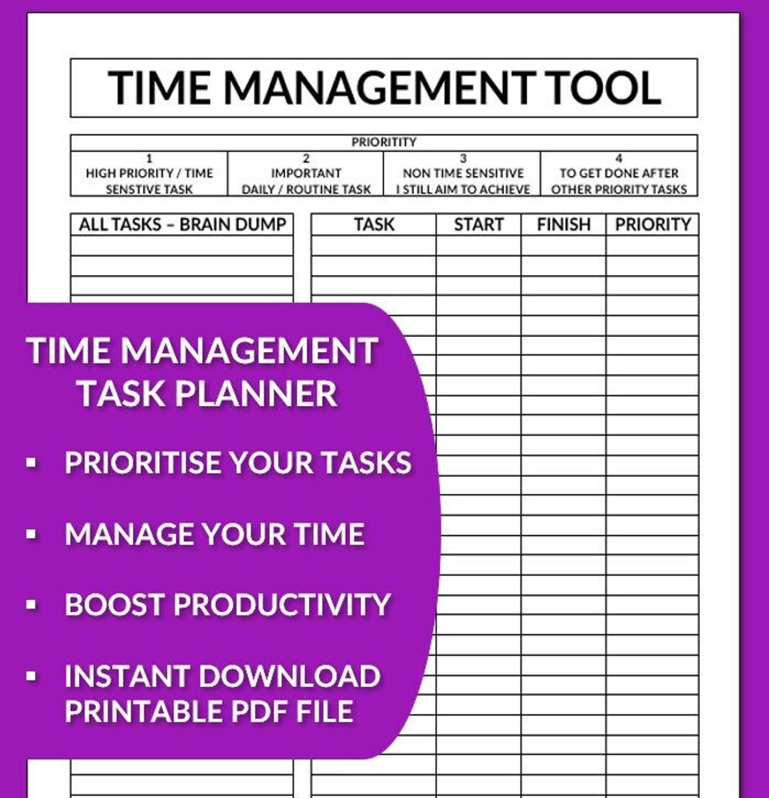 Time Management (timeboxing) Planner - Printable PDF - Etsy