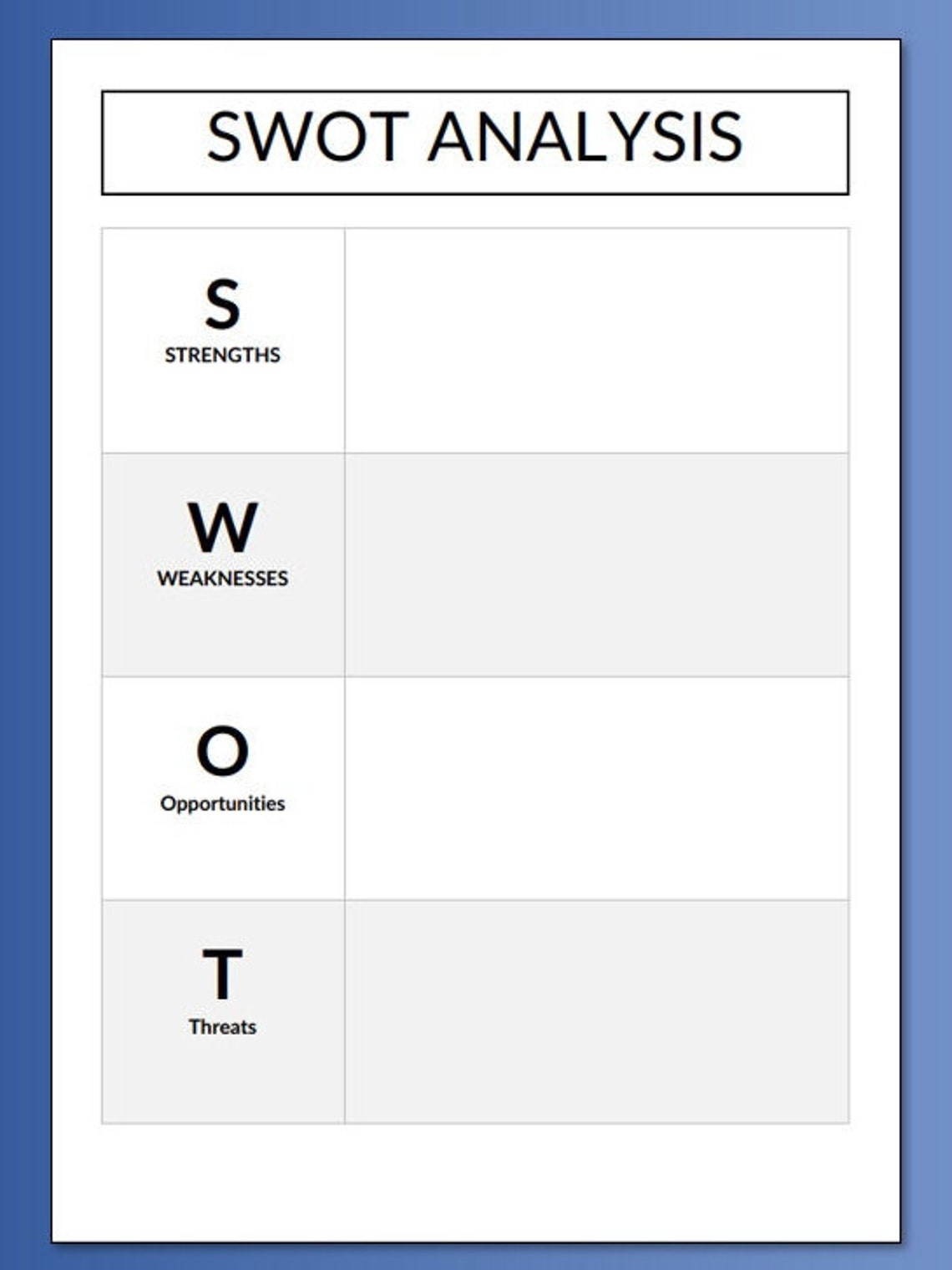 SWOT Analysis - Printable PDF Set - Etsy