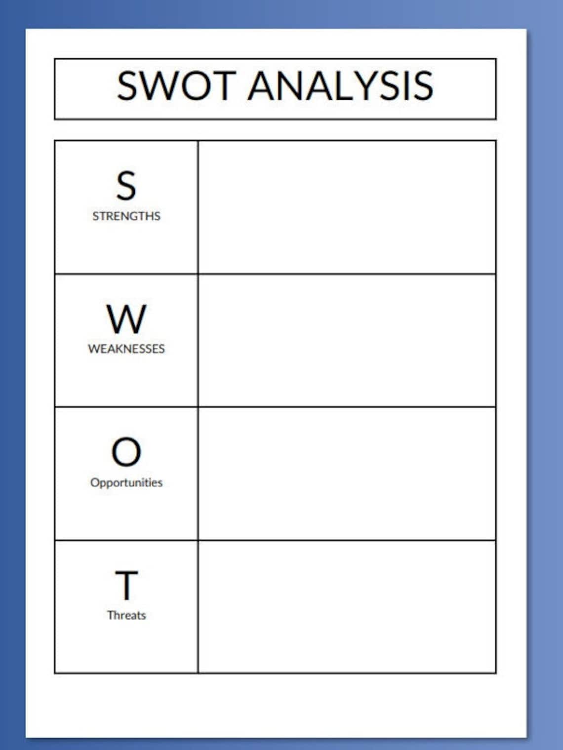 SWOT Analysis - Printable PDF Set - Etsy