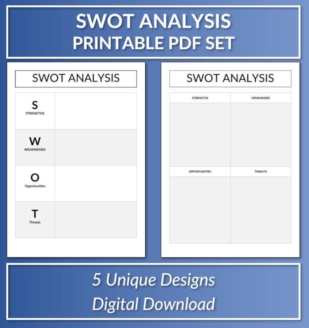 SWOT Analysis - Printable PDF Set - Etsy