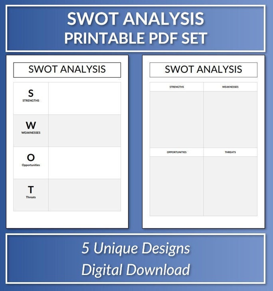 SWOT Analysis - Printable PDF Set - Etsy