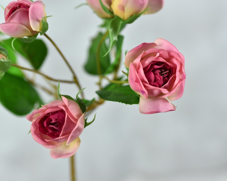 Faux Real Touch Pink Rose Spray - High Quality Artificial Flower ...