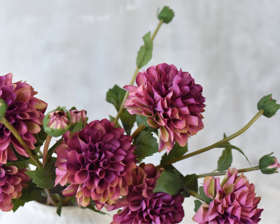 Faux Mauve Pink Red Dahlia Flower Stem - High Quality Artificial Flower ...