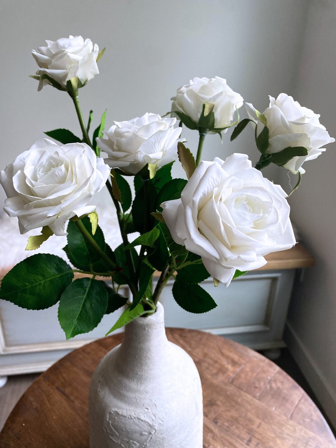 Faux White Rose Stem - High Quality Artificial Flower / Wedding / DIY ...