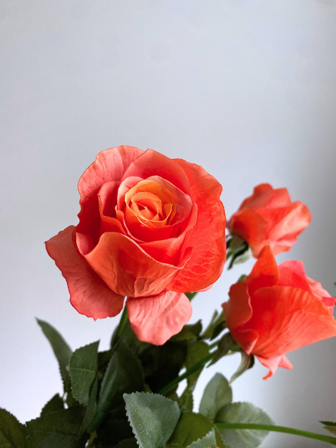 Real Touch Orange Rose Stem - High Quality Artificial Flower / DIY ...