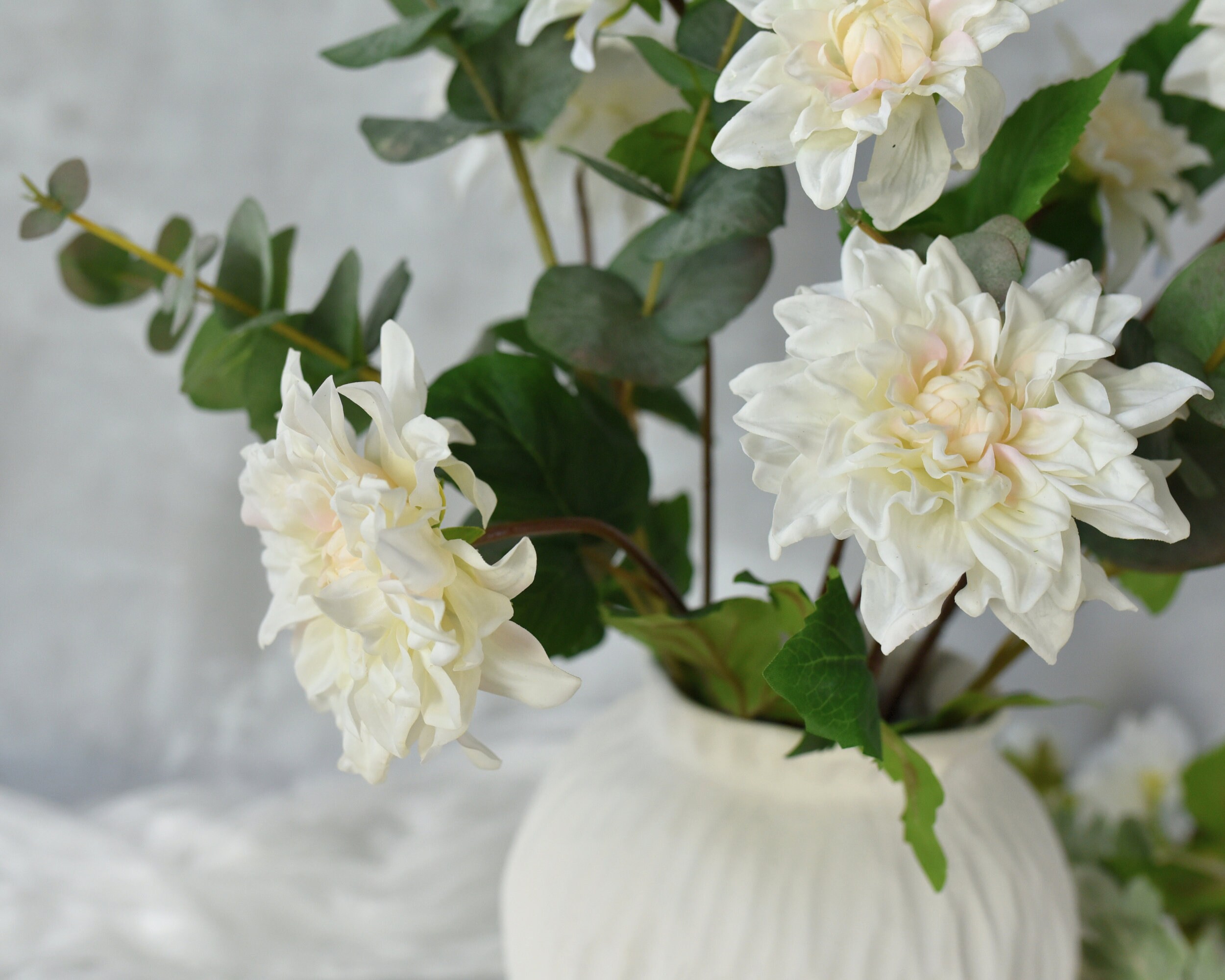 Real Touch Cream White Dahlia Flower Stem - High Quality Faux Floral ...