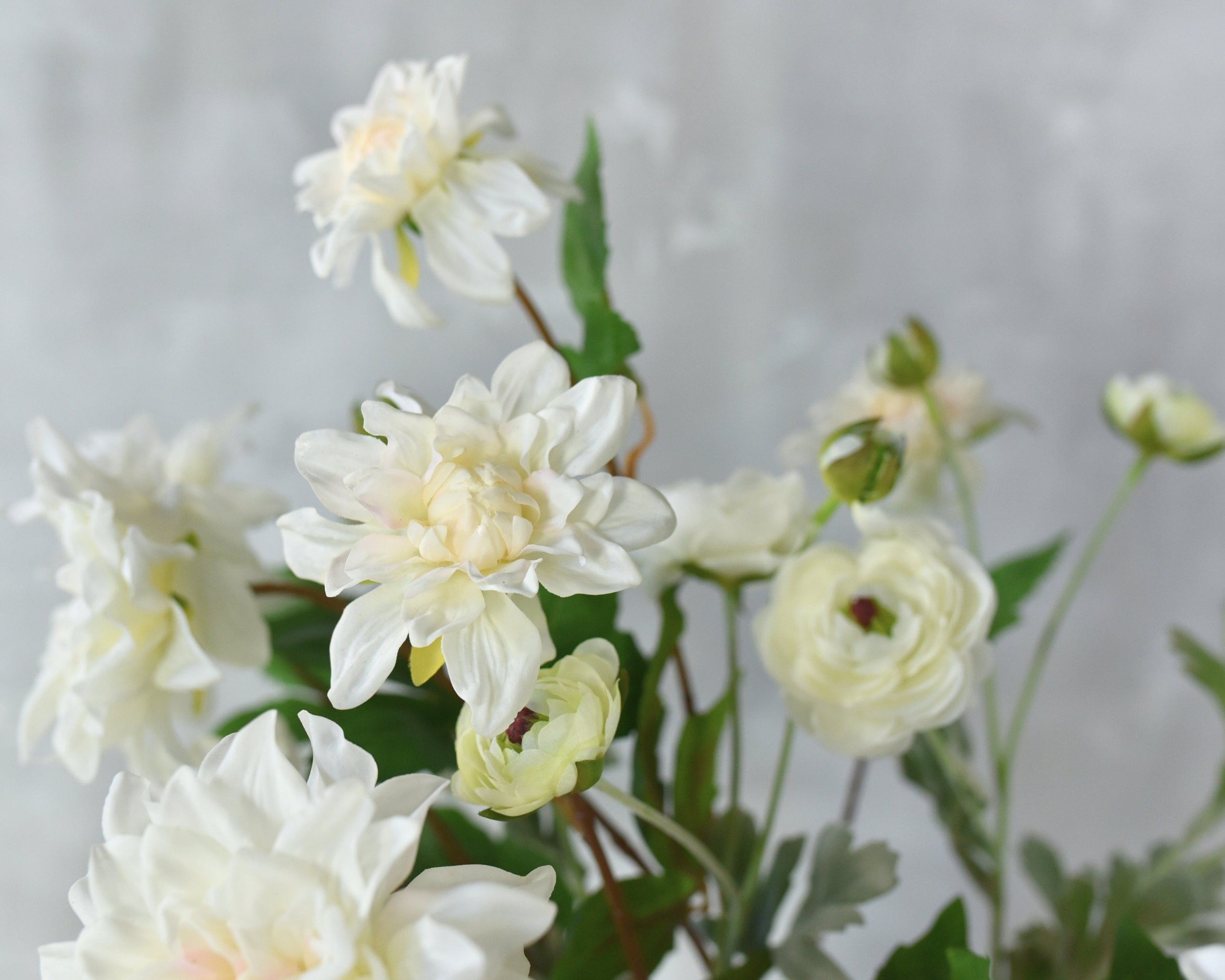 Real Touch Cream White Dahlia Flower Stem - High Quality Faux Floral ...
