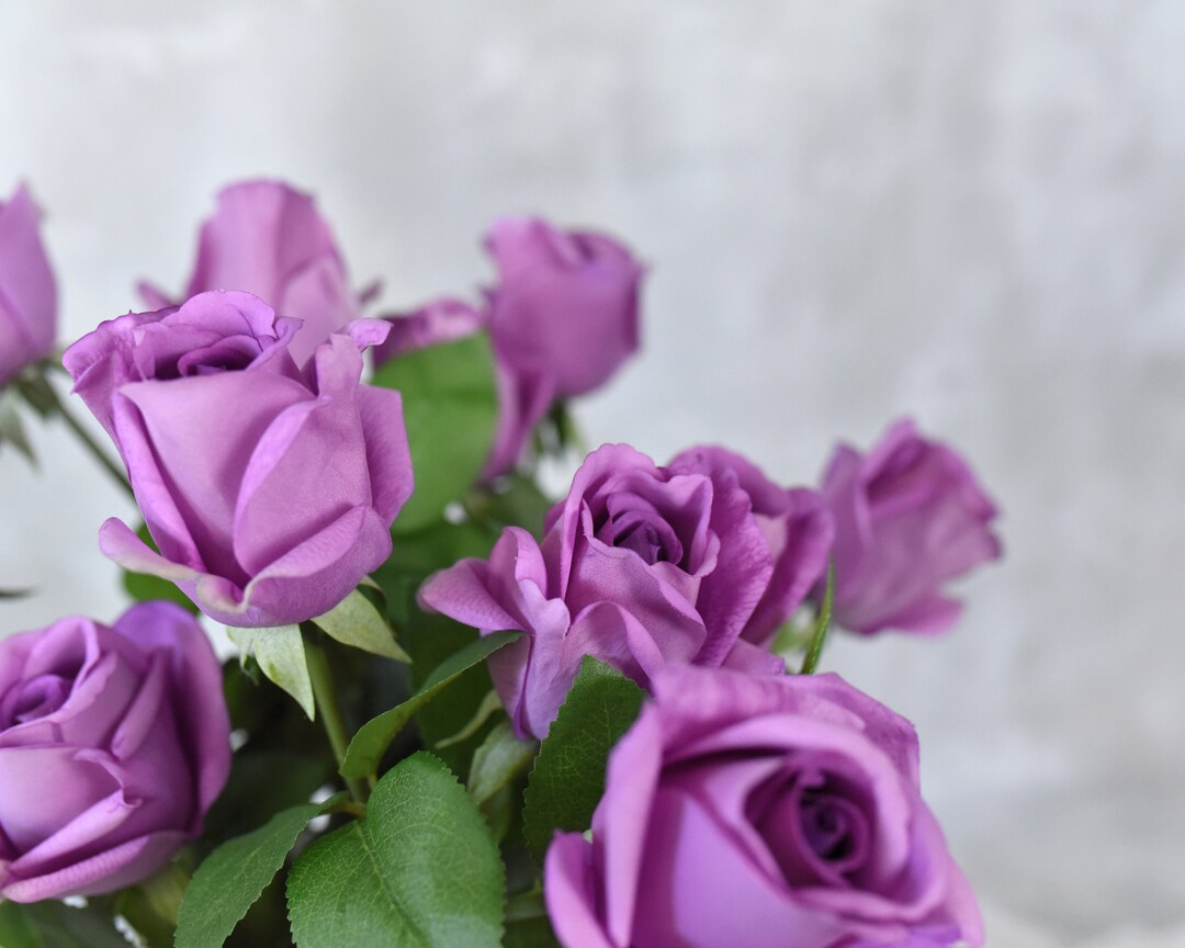 Real Touch Purple Rose Stem - Artificial Flower / Wedding / Bouquet ...