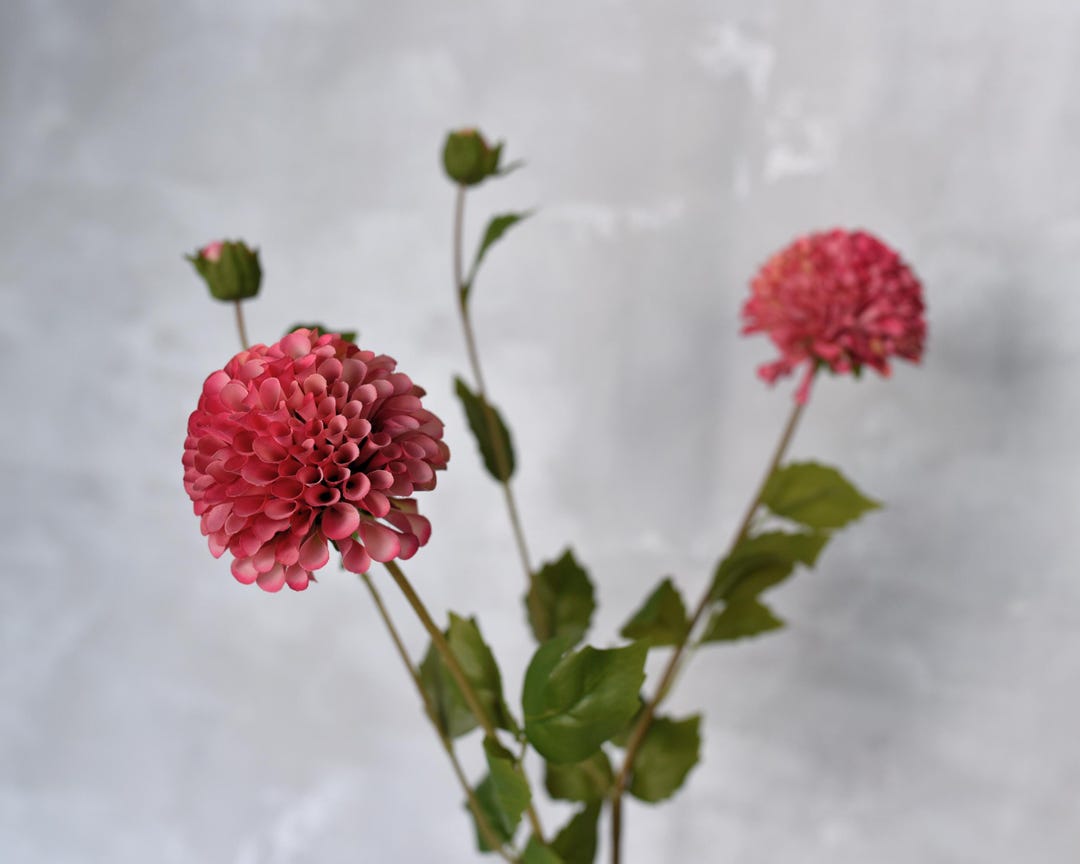 Faux Pink Pom Pom Dahlia Flower Stem - High Quality Artificial Floral ...