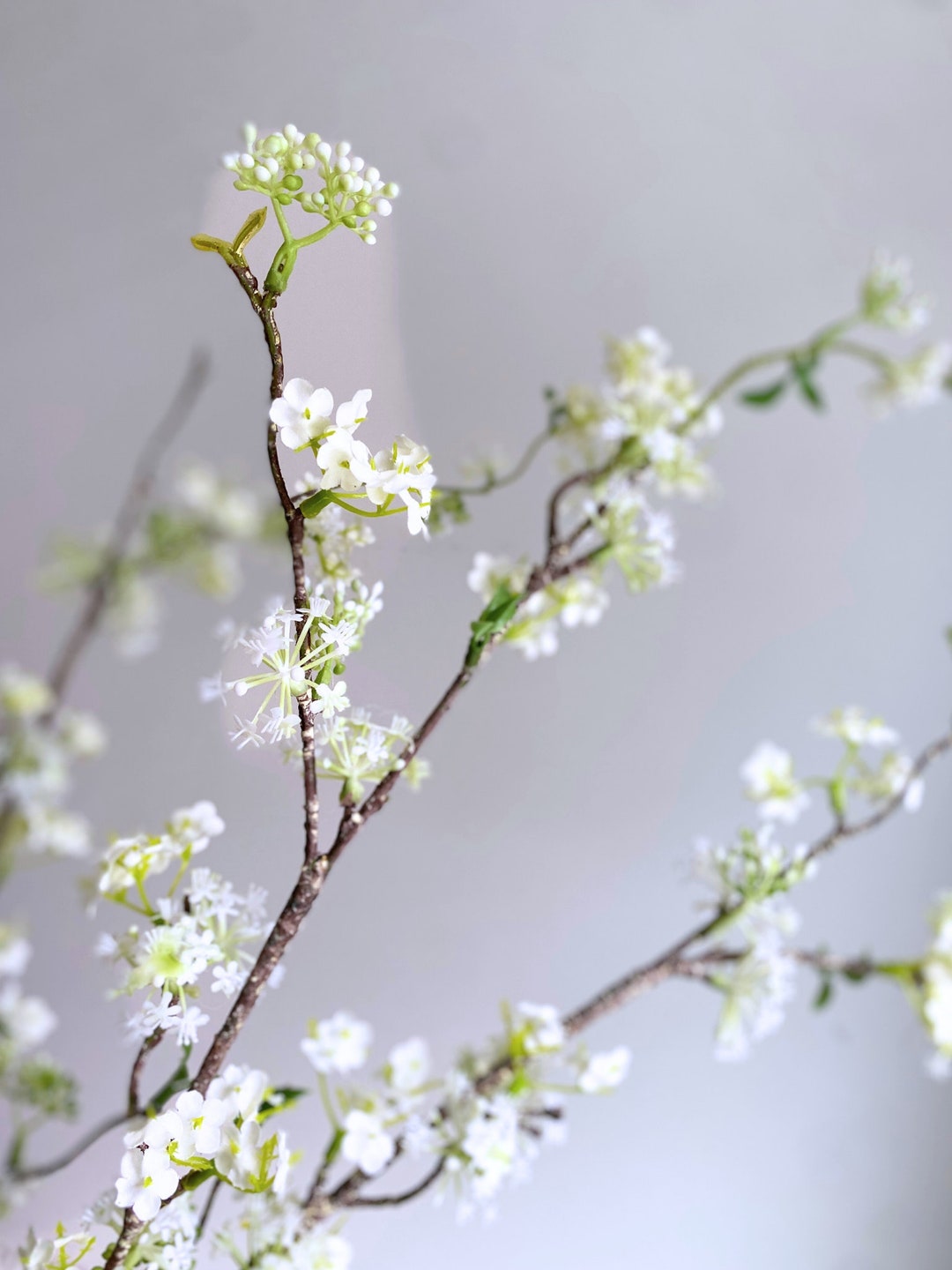 Faux Snow Willow Branch With Buds - Artificial Flower Stem / DIY Floral ...