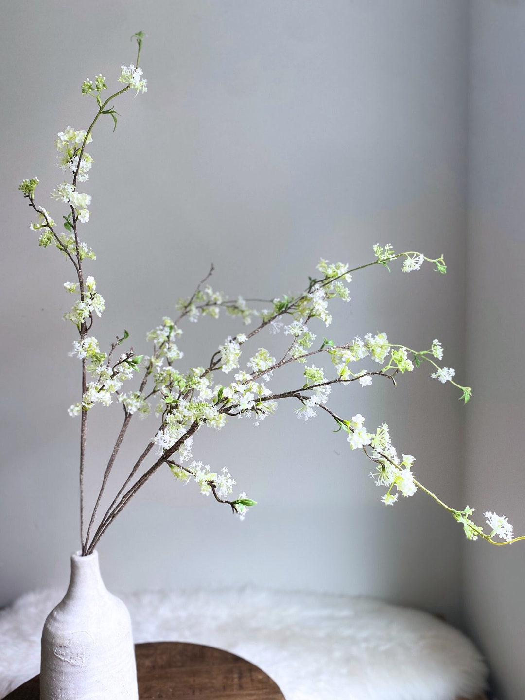 Faux Snow Willow Branch With Buds Artificial Flower Stem / DIY Floral ...
