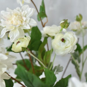 Real Touch Cream White Dahlia Flower Stem - High Quality Faux Floral ...