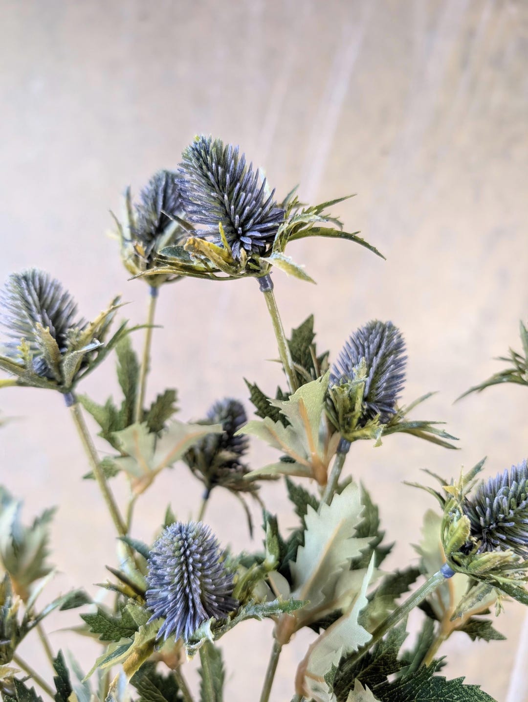 Artificial Blue Grey Eryngo Thistle Flower - Faux Wildflower / Wedding ...