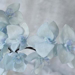 Real Touch 7 Heads Light Blue Orchid Stem - High Quality Artificial ...