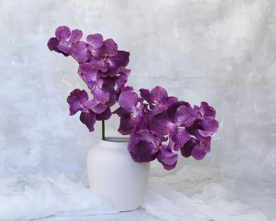 Real Touch 7 Heads Purple Orchid Stem - High Quality Artificial Flower ...