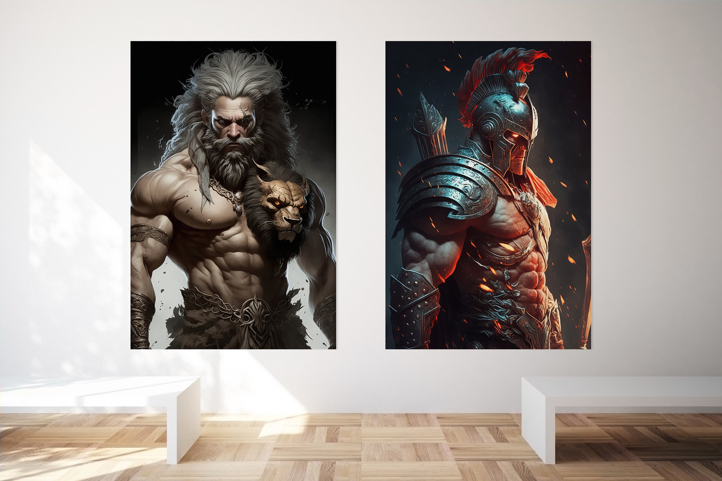 Titan's Triumph Heracles' Legendary Artwork Printable Poster High ...