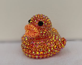 Orange Rhinestone Rubber Duck, Orange Bling Duck, Orange Bedazzled ...