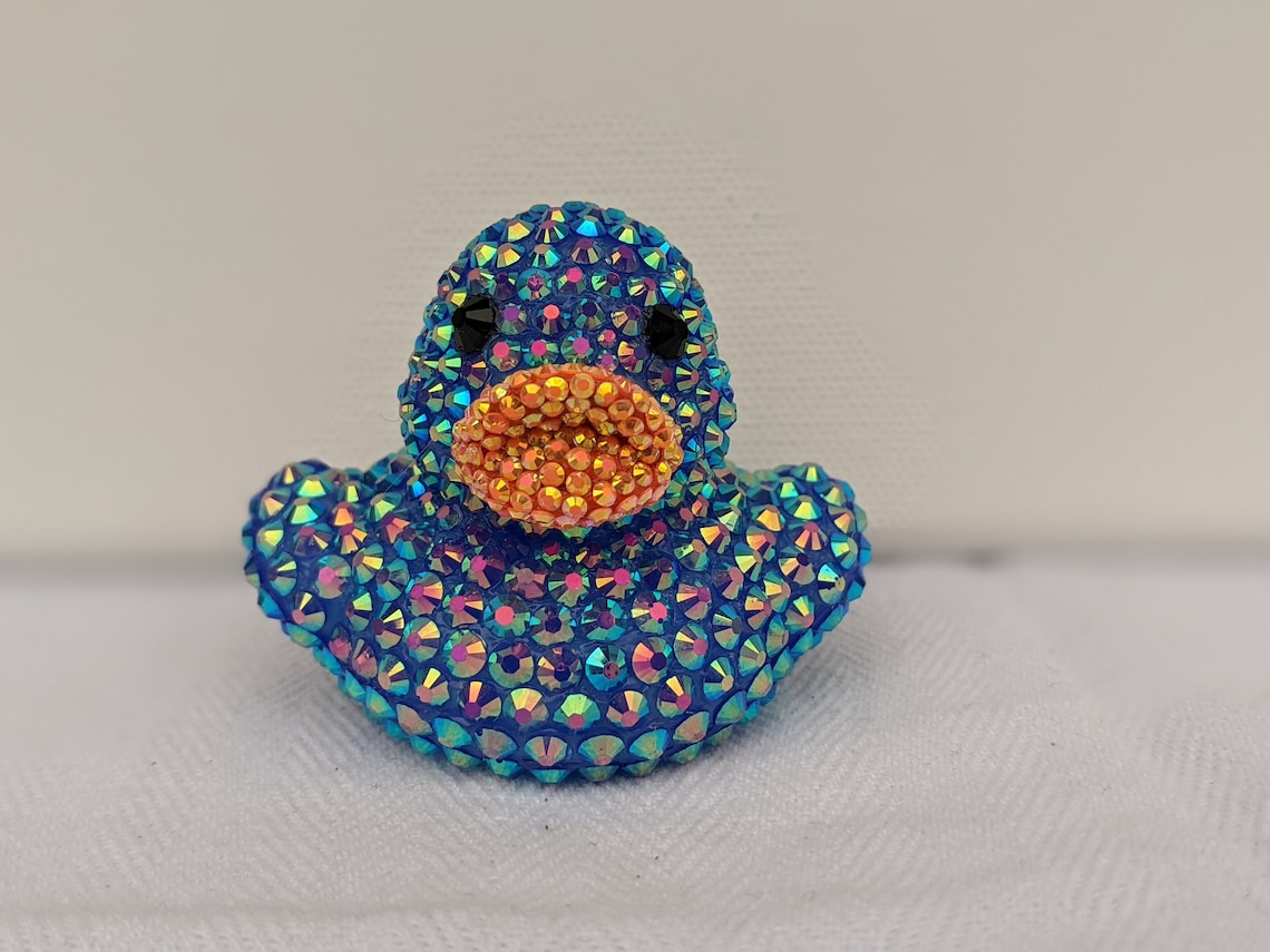 Blue Rhinestone Rubber Duck, Blue Bling Duck, Blue Bedazzled Rubber ...