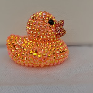 Orange Rhinestone Rubber Duck, Orange Bling Duck, Orange Bedazzled ...