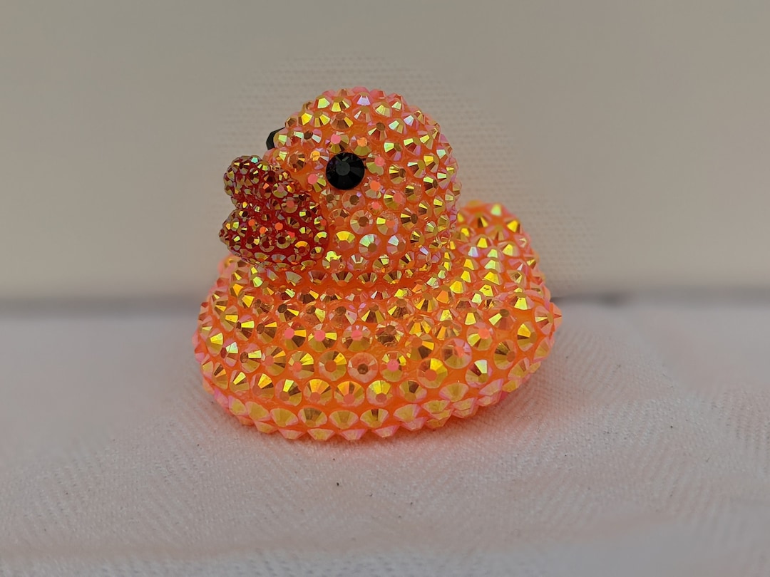 Orange Rhinestone Rubber Duck, Orange Bling Duck, Orange Bedazzled ...