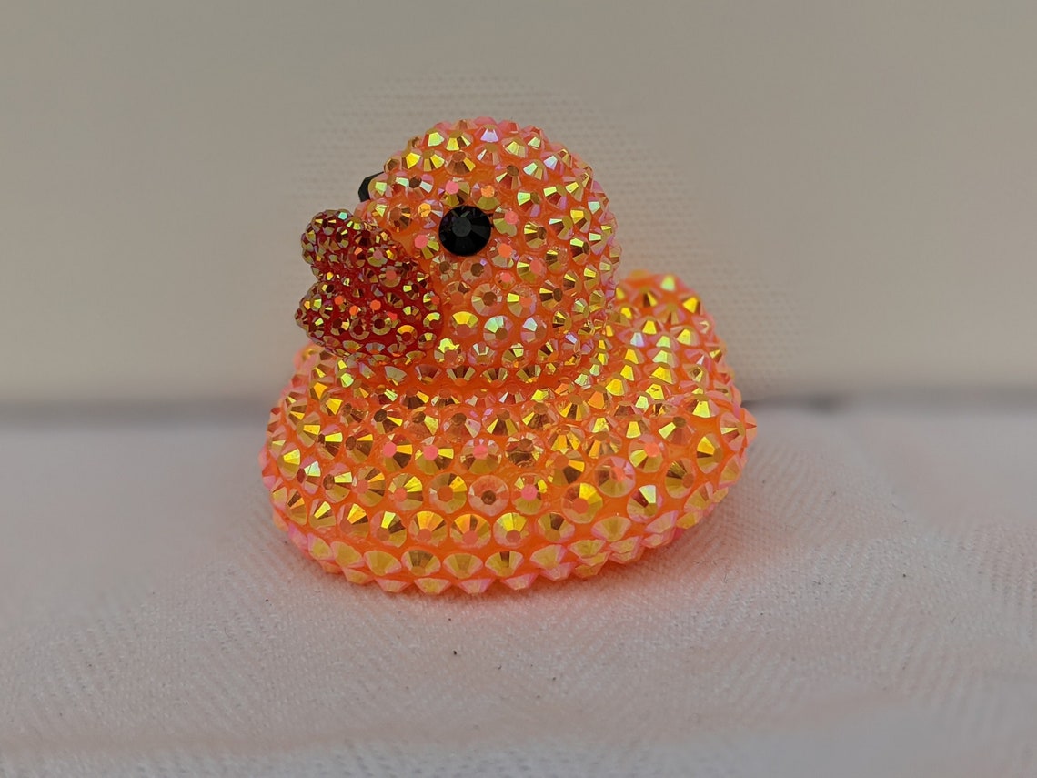 Orange Rhinestone Rubber Duck, Orange Bling Duck, Orange Bedazzled ...