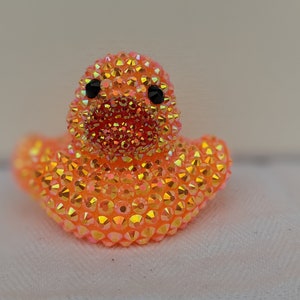 Orange Rhinestone Rubber Duck, Orange Bling Duck, Orange Bedazzled ...