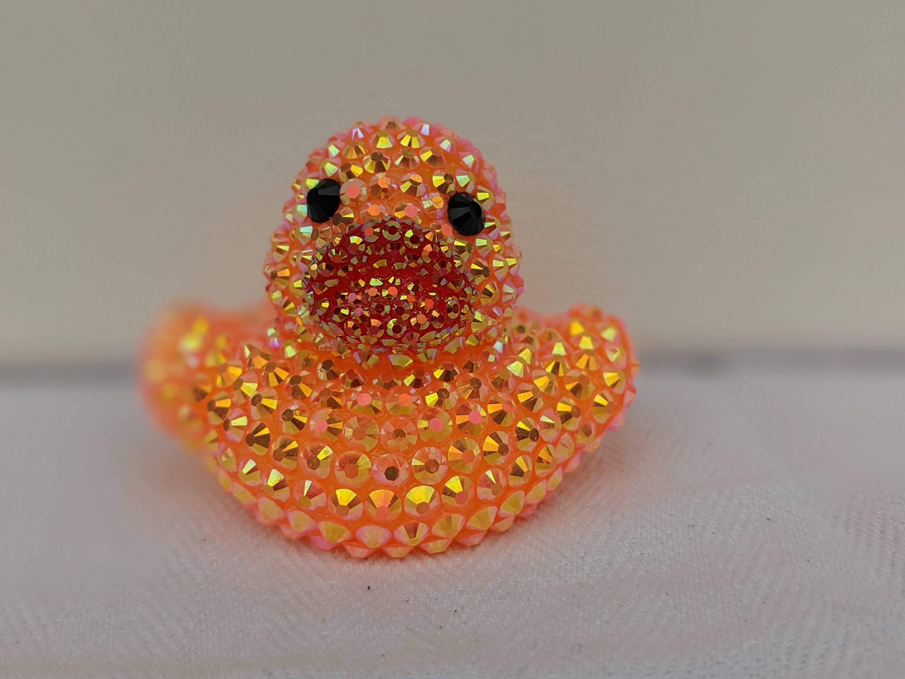 Orange Rhinestone Rubber Duck, Orange Bling Duck, Orange Bedazzled ...