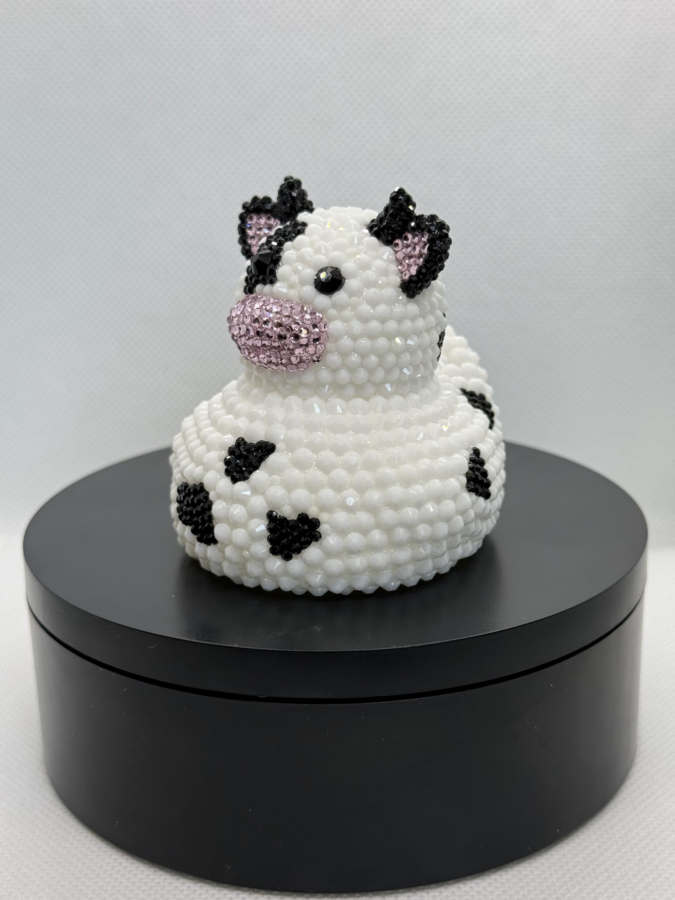 Cow Rhinestone Rubber Duck, Cow Bling Rubber Duck, Blue Bedazzled ...