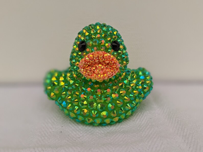 Green Rhinestone Rubber Duck, Green Bling Duck, Green Bedazzled Rubber ...