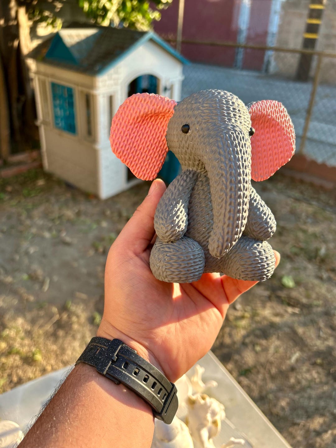 Elephant Knitted Crochet Figure Statue Nursery Kid Elephant Safari ...