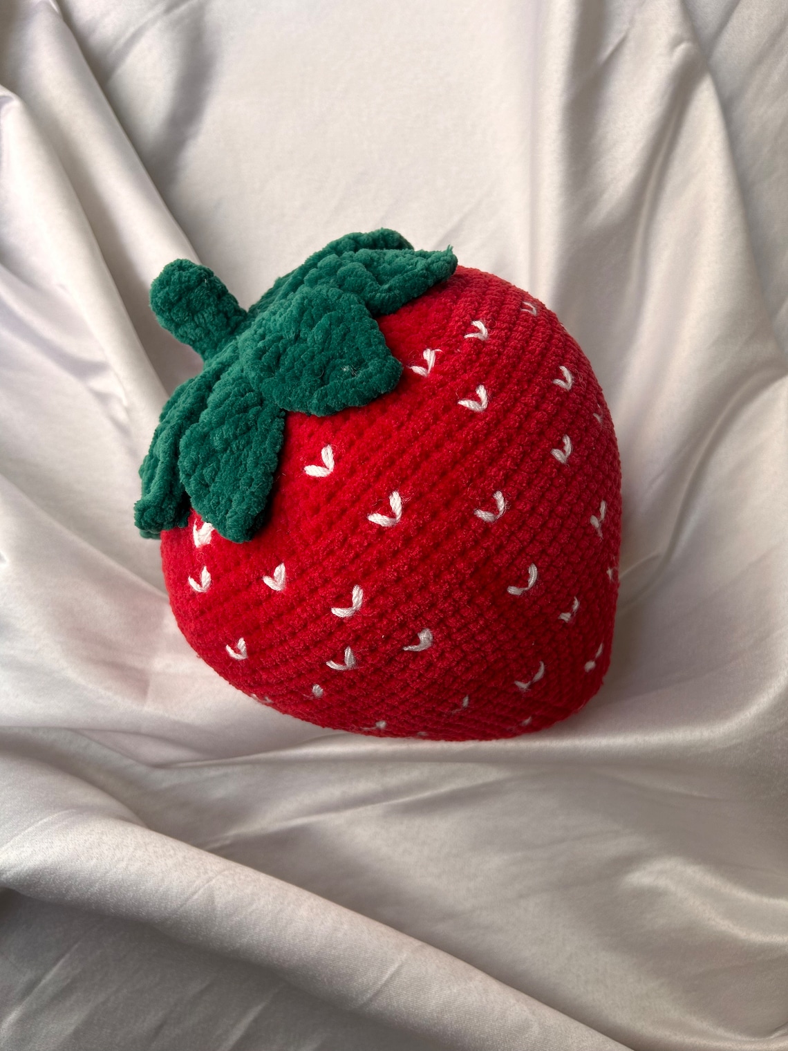 Crochet Strawberry Pillow Strawberry Plushie Knitted - Etsy