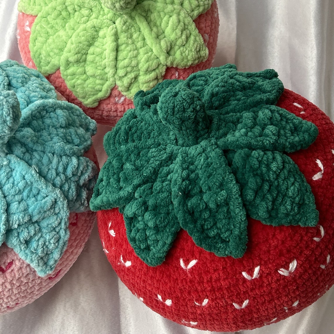 Crochet Strawberry Pillow Strawberry Plushie Knitted - Etsy