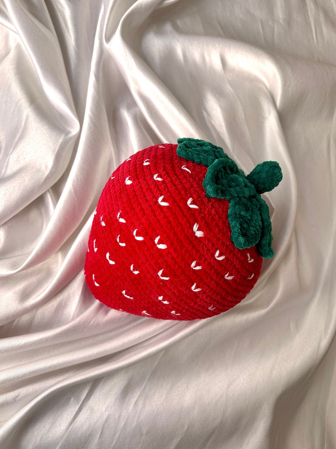 Crochet Strawberry Pillow Strawberry Plushie Knitted - Etsy