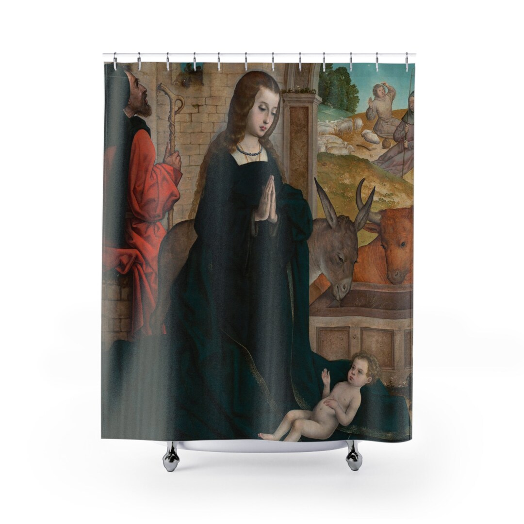 Spiritual Religious Shower Curtain, "the Nativity," Christian Bathroom ...