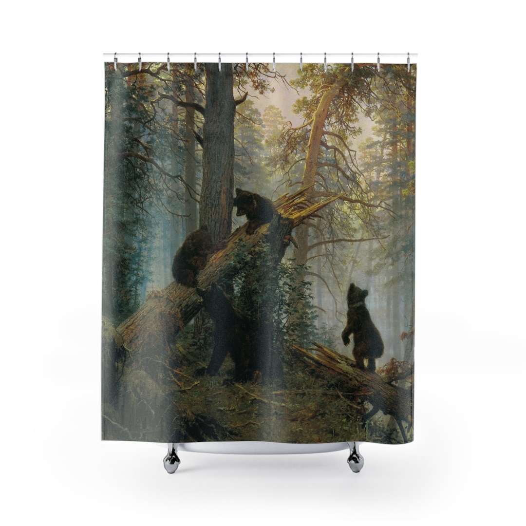 Bear Shower Curtain, Wildlife Shower Curtain, Forest Bathroom Decor ...