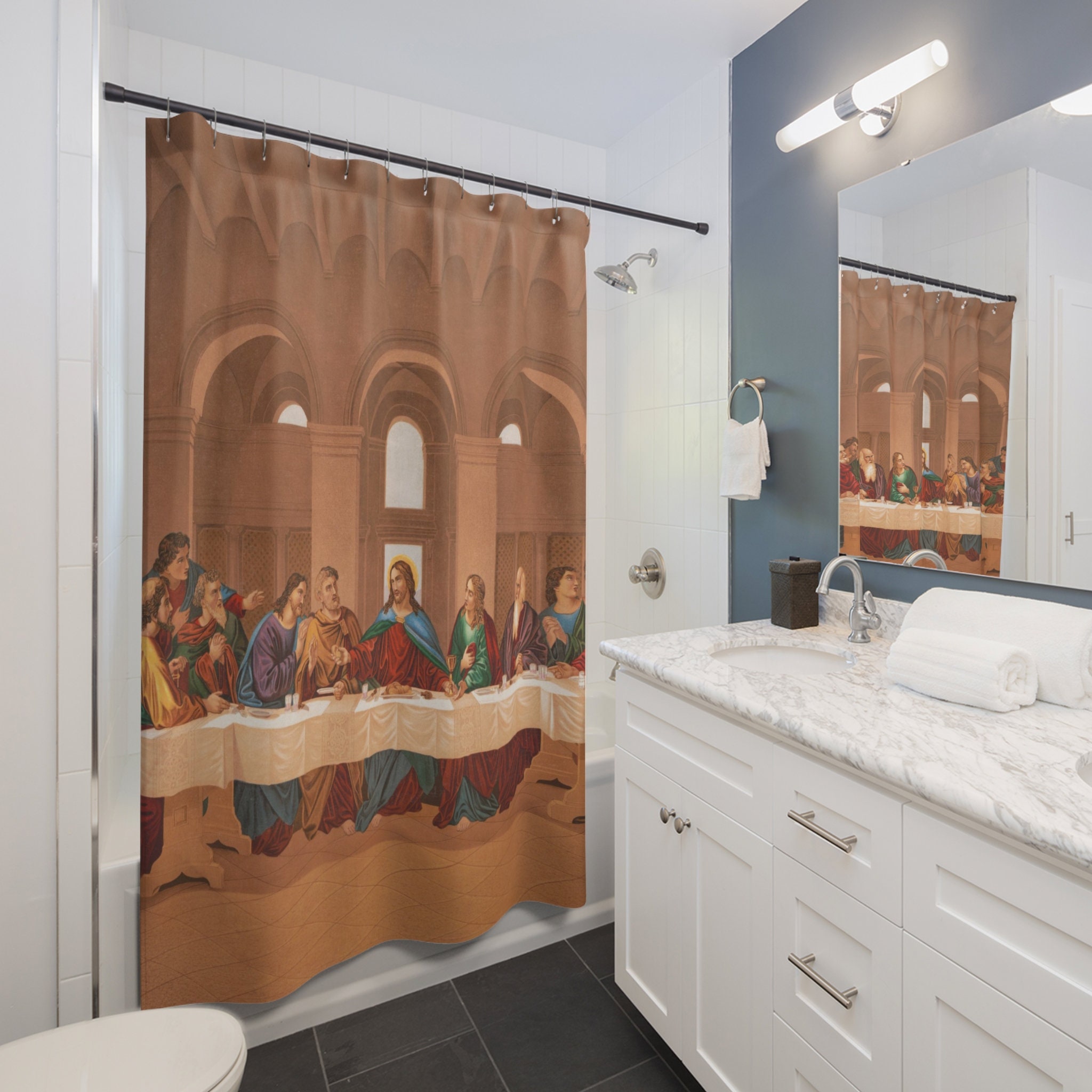 Religious Shower Curtain, Last Supper Art Print, Christian Shower ...