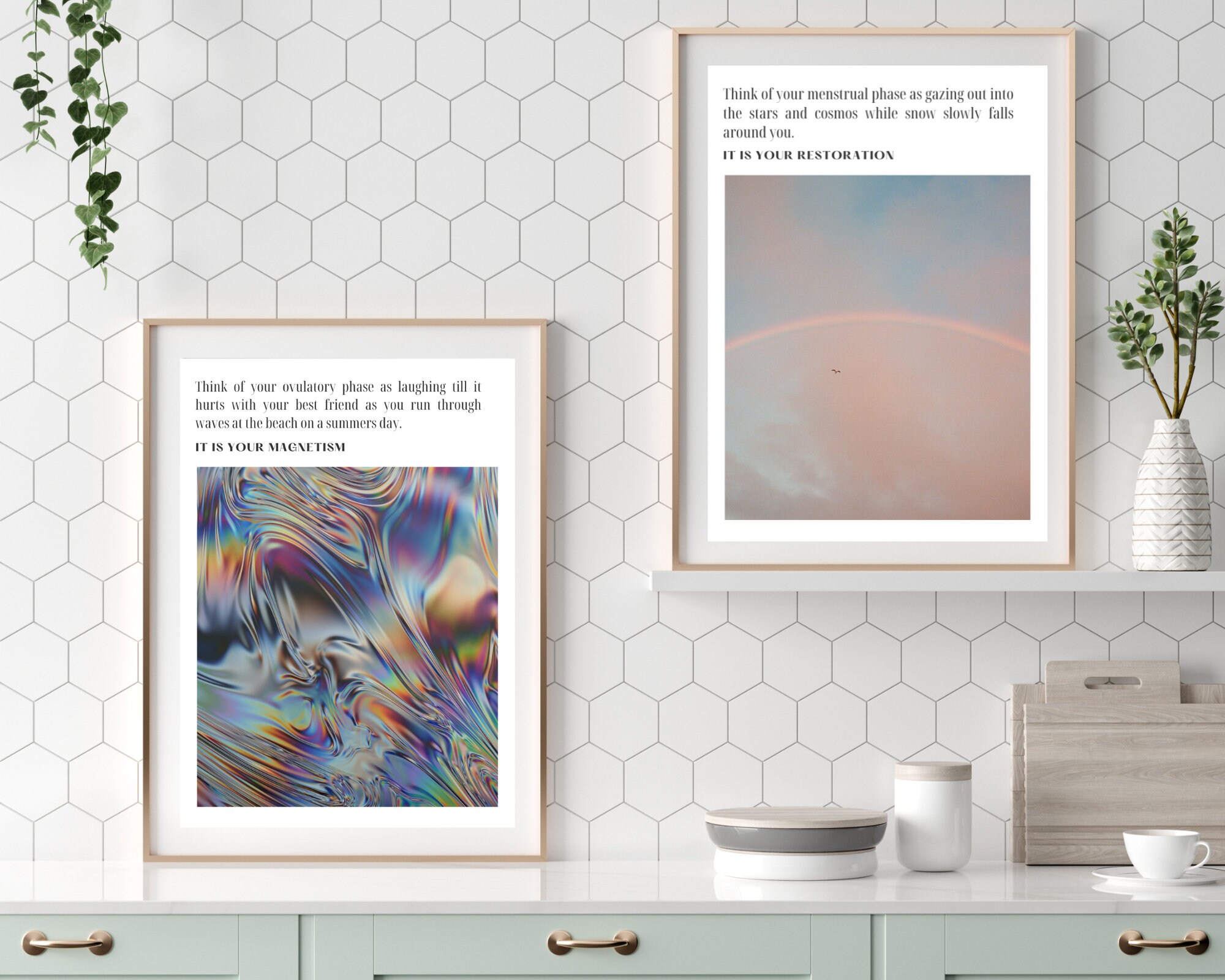 Hormone Healing Wall Art Set of 4, Wellness Manifestation Wall Art ...