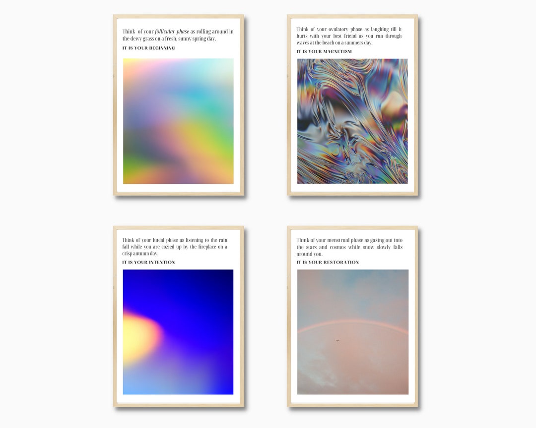 Hormone Healing Wall Art Set of 4, Wellness Manifestation Wall Art ...