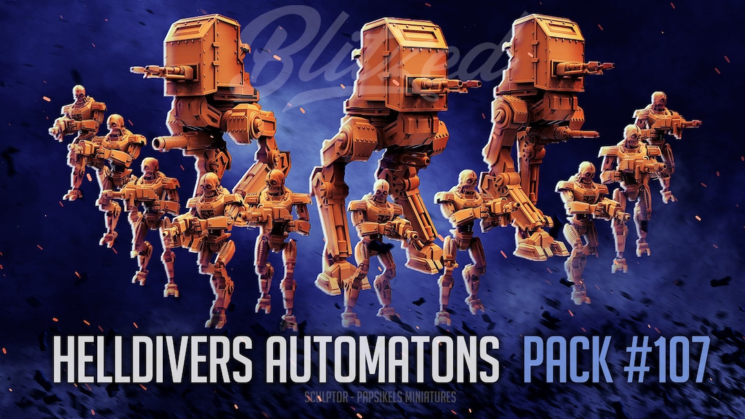 Helldivers Automatons X 3 Walkers & 10 Bots - (sculpted by Papsikels ...