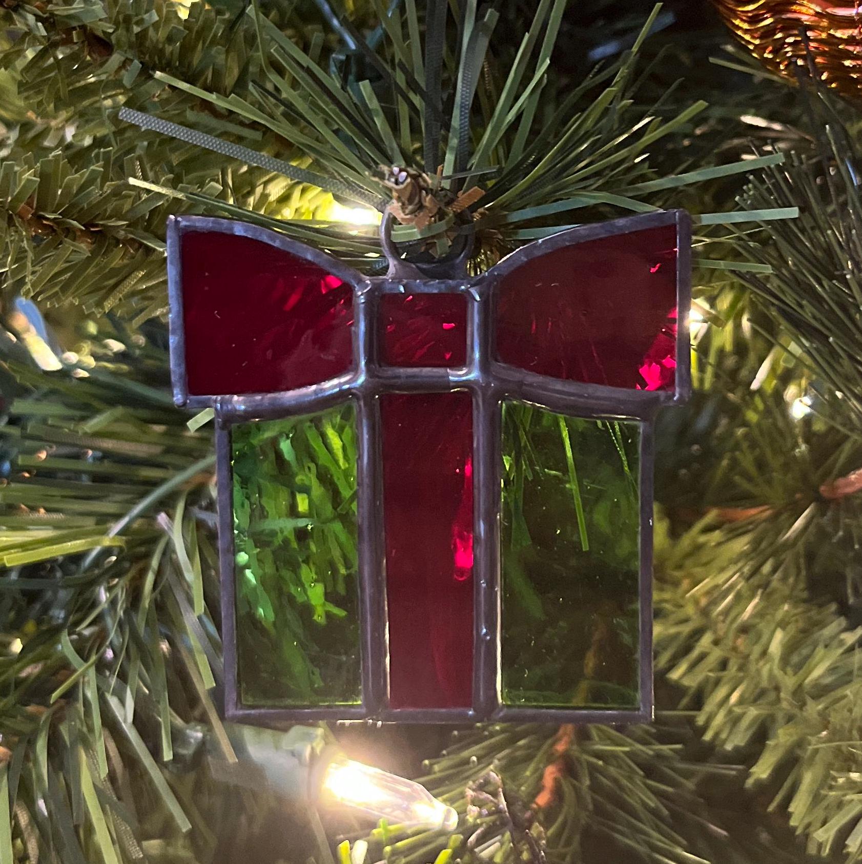 Stained Glass Present Ornament - Etsy