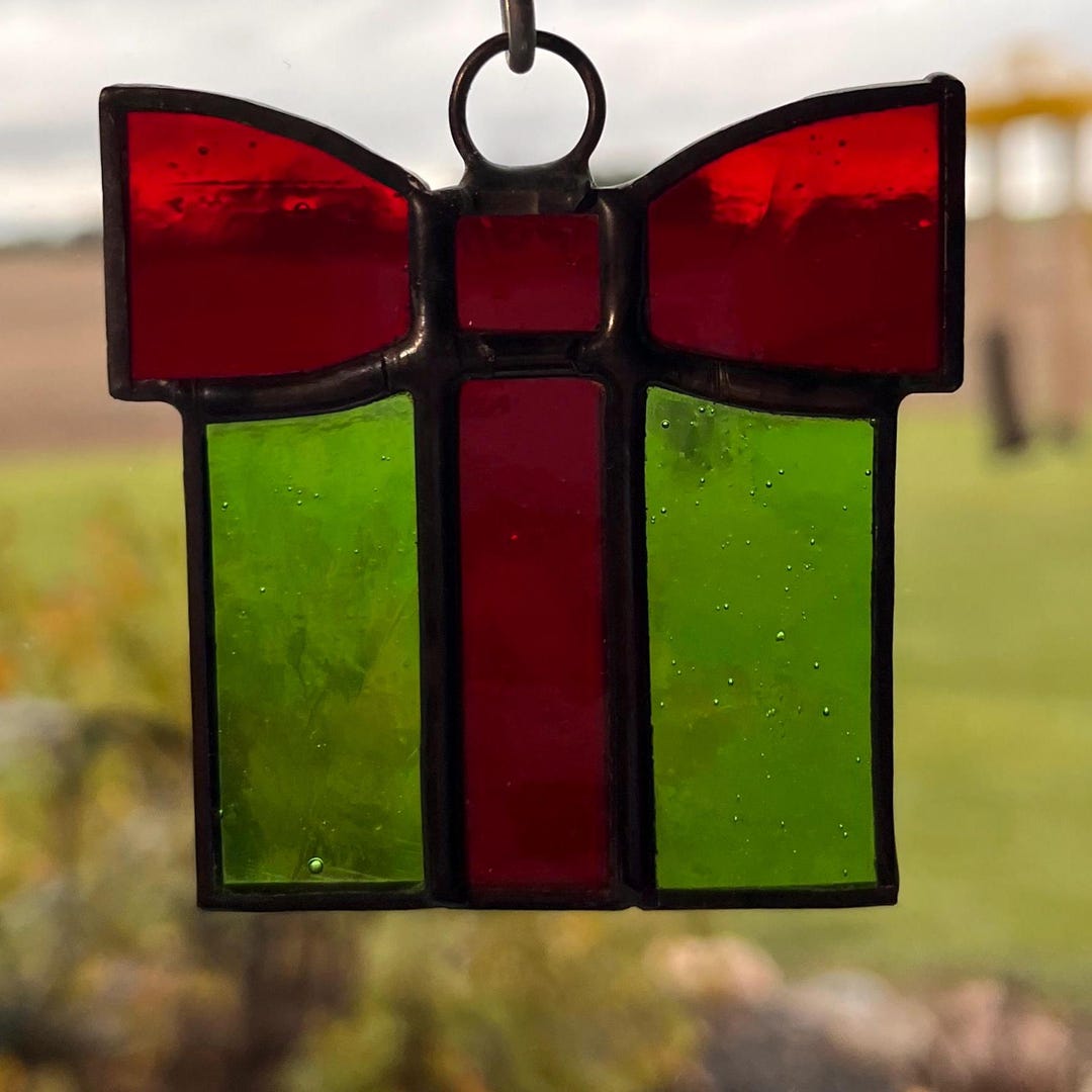 Stained Glass Present Ornament - Etsy