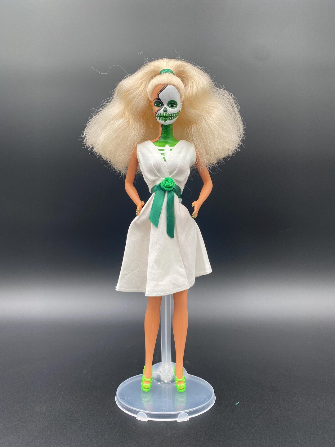 Green and White Skeleton Barbie - Etsy