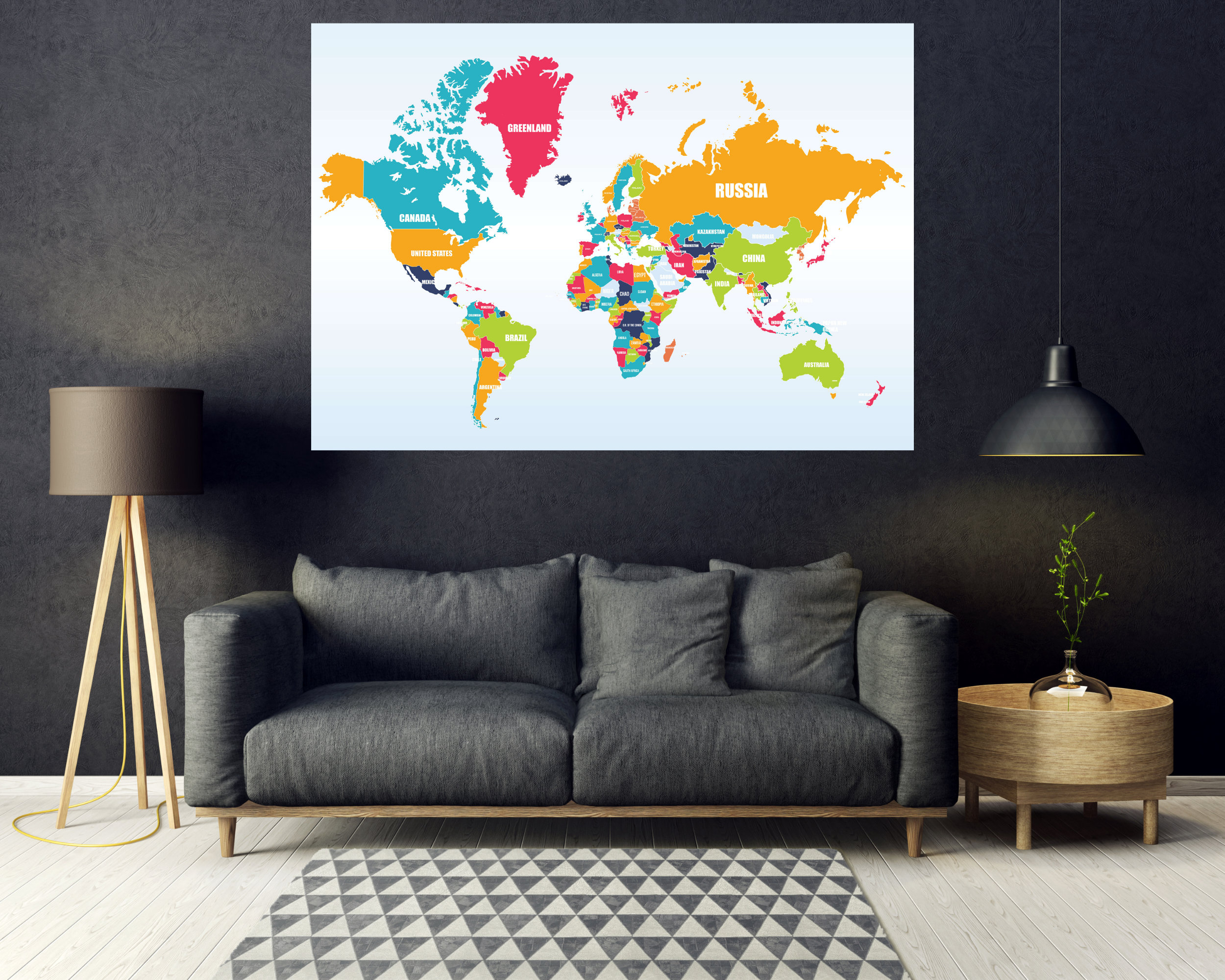 World Map Wall Art, Large Wall Art, Canvas Wall Art, World Map Canvas ...