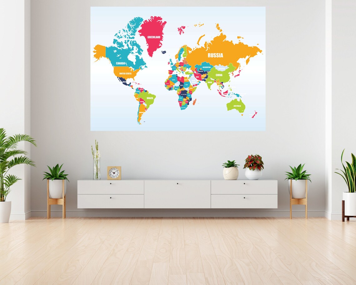World Map Wall Art, Large Wall Art, Canvas Wall Art, World Map Canvas ...