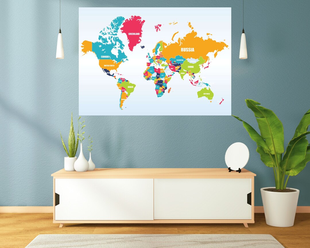 World Map Wall Art, Large Wall Art, Canvas Wall Art, World Map Canvas ...