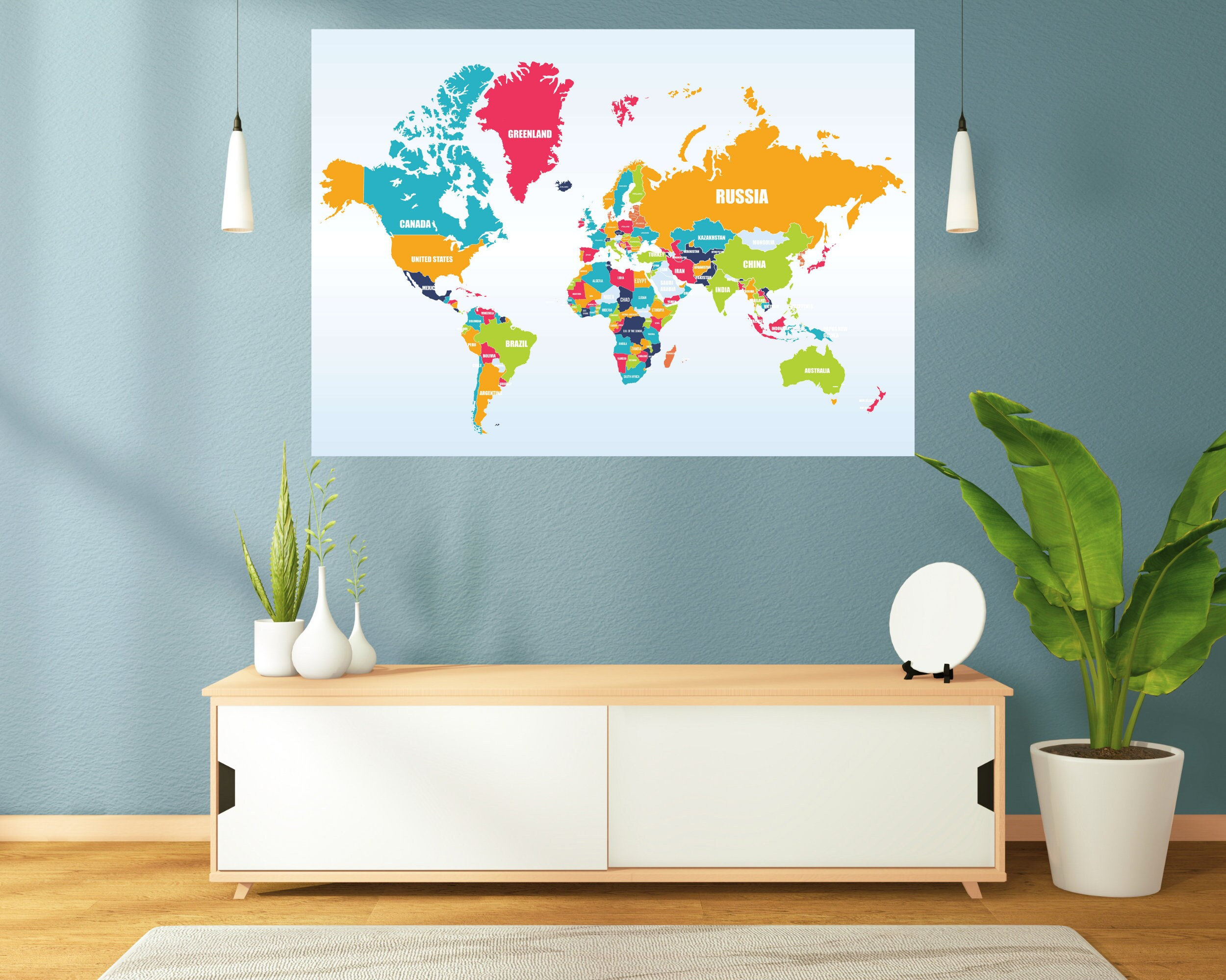 World Map Wall Art, Large Wall Art, Canvas Wall Art, World Map Canvas ...