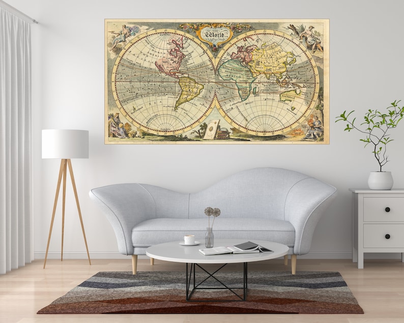 World Map Wall Art, Old Map Canvas, Vintage World Map Canvas Wall Art ...