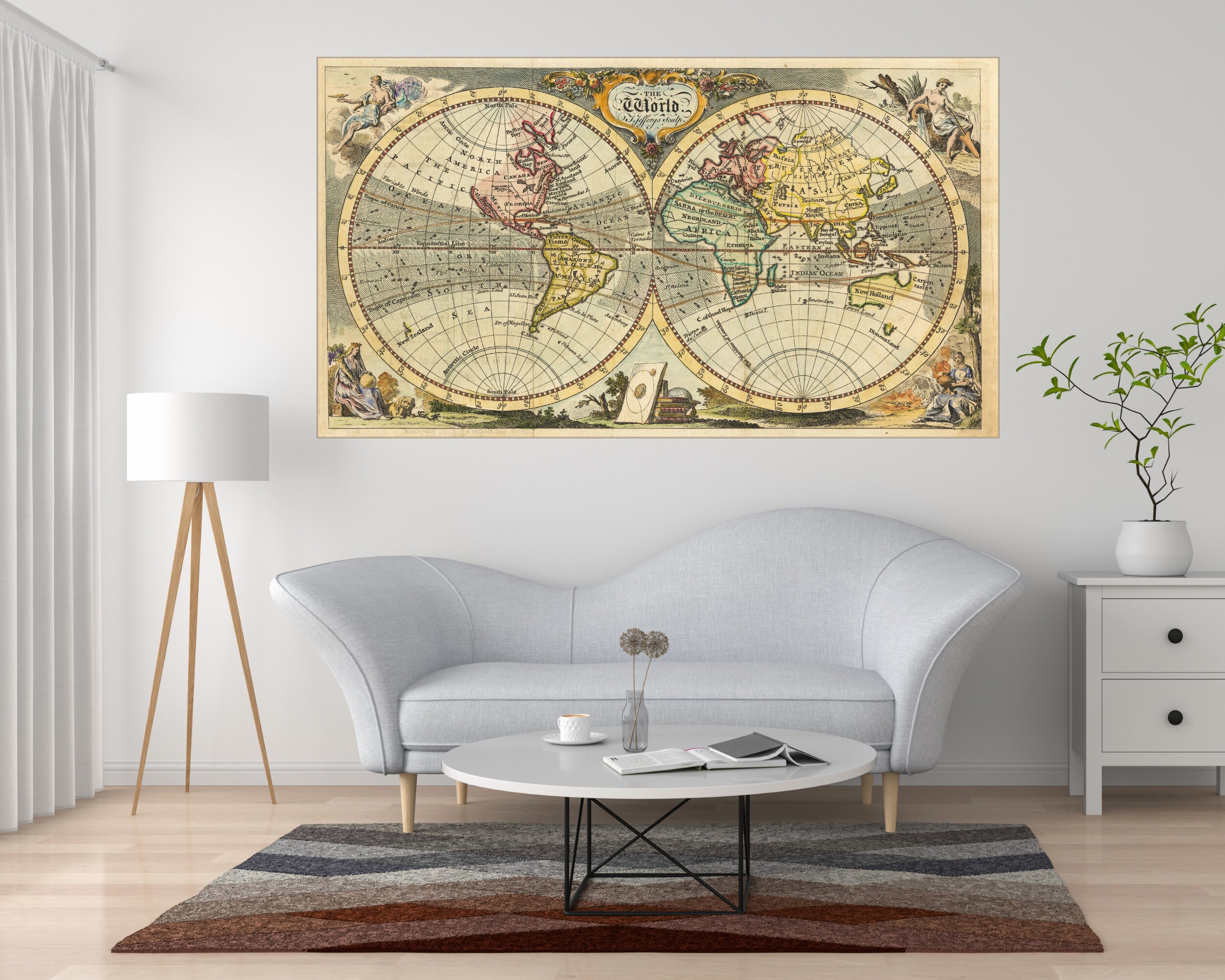 World Map Wall Art, Old Map Canvas, Vintage World Map Canvas Wall Art ...